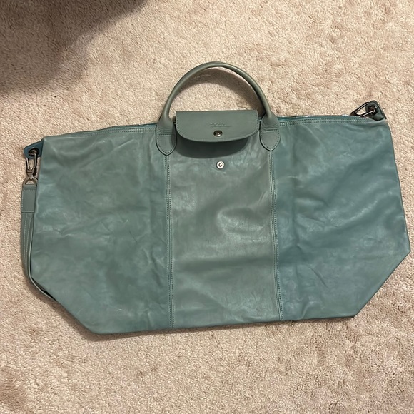 Longchamp | Bags | Longchamp Limited Edition Sage Cuir Leather Pliage ...